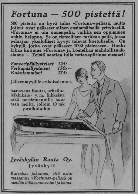 Vanhoja mainoksia: Fortuna - peli 1928