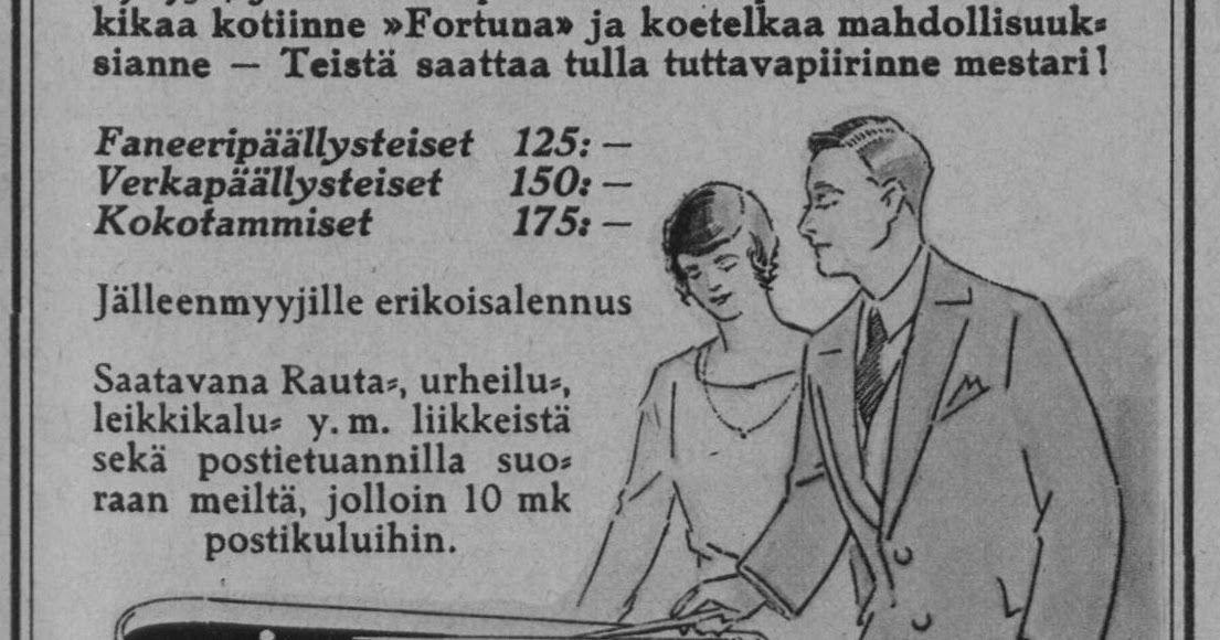 Vanhoja mainoksia: Fortuna - peli 1928