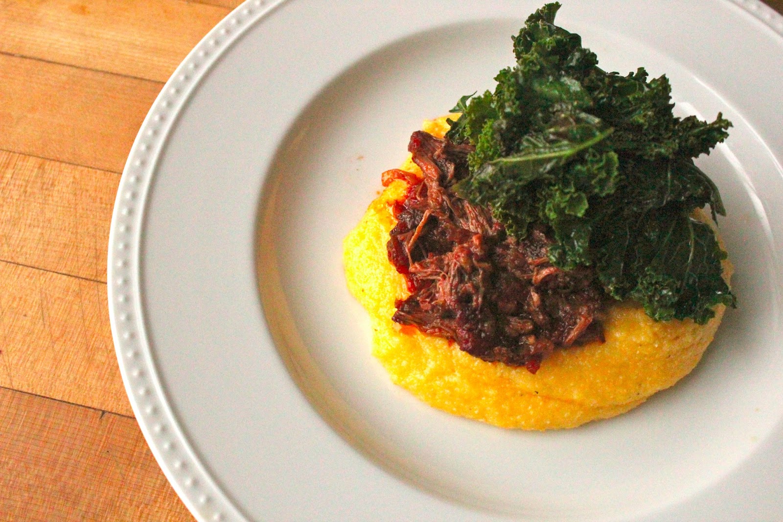 Carey On Lovely: Braised Beef with Kale and Polenta