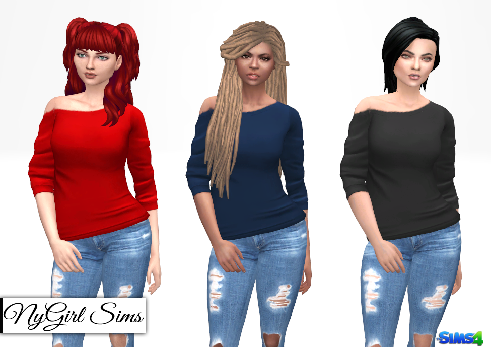 NyGirl Sims 4: Off Shoulder Long Tee