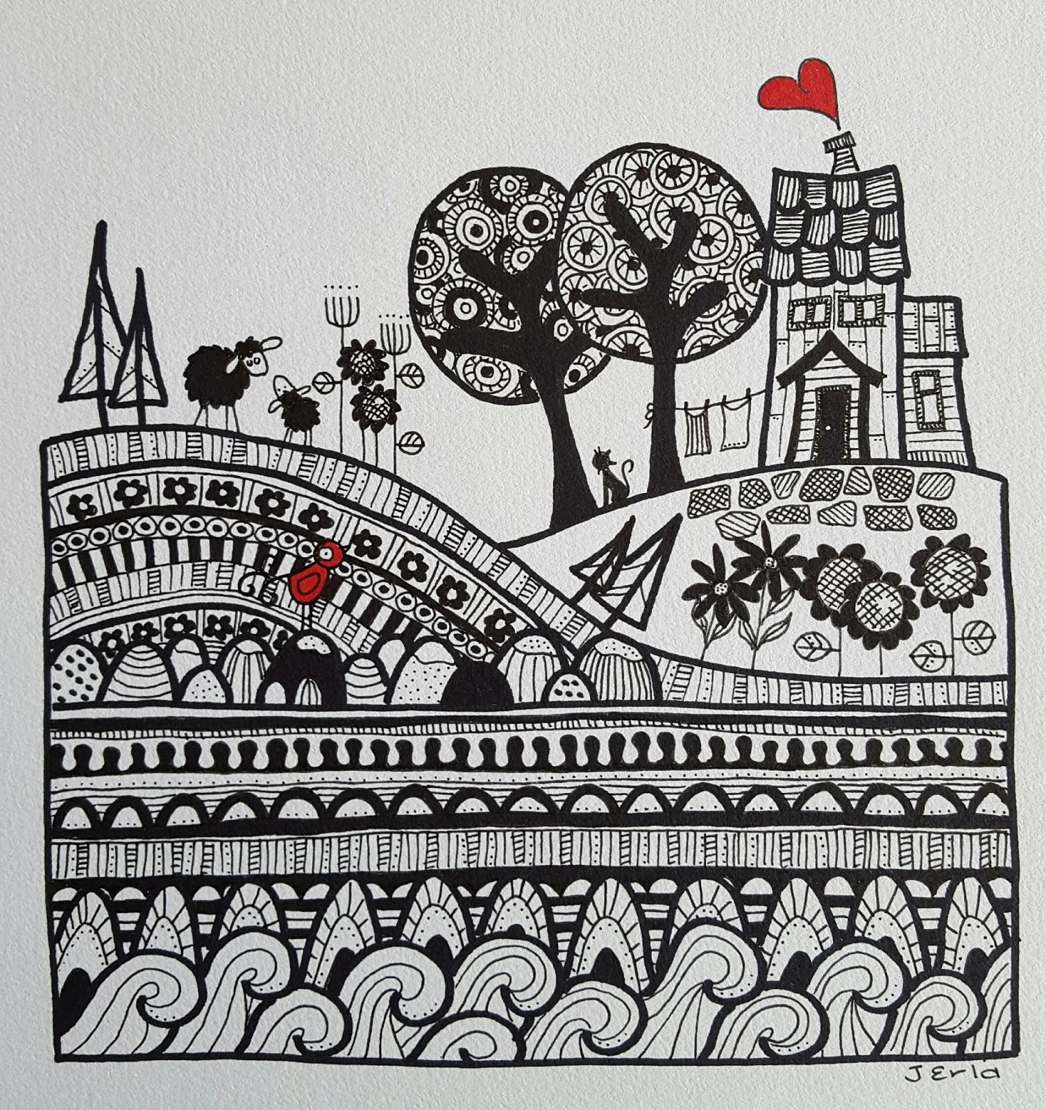 Kreativt i Tjärnbacken: Nya tuschteckningar