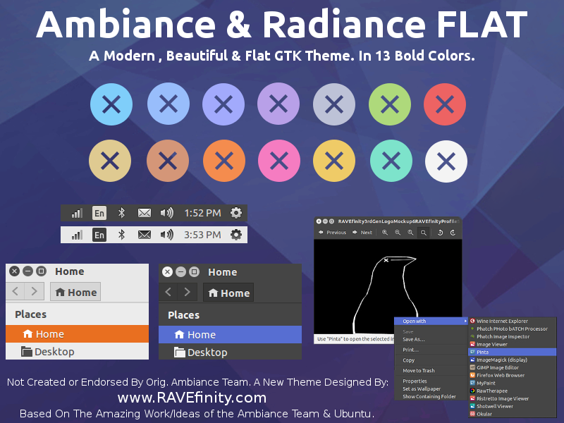 RAVEfinity: Ambiance & Radiance Flat Colors GTK Theme Suite