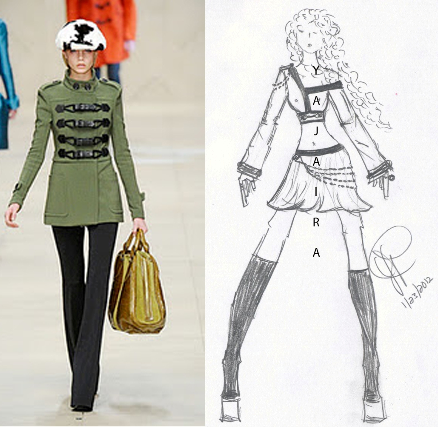 Yajaira's Fashion Notes: My Sketch inspired by ( Military Jackets )