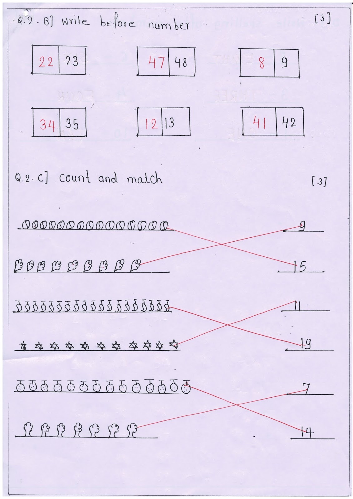 Jr K.G Final Exam paper MATHS
