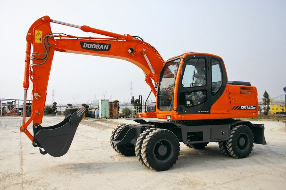Máy xúc đào bánh lốp DX140W - Máy xúc
