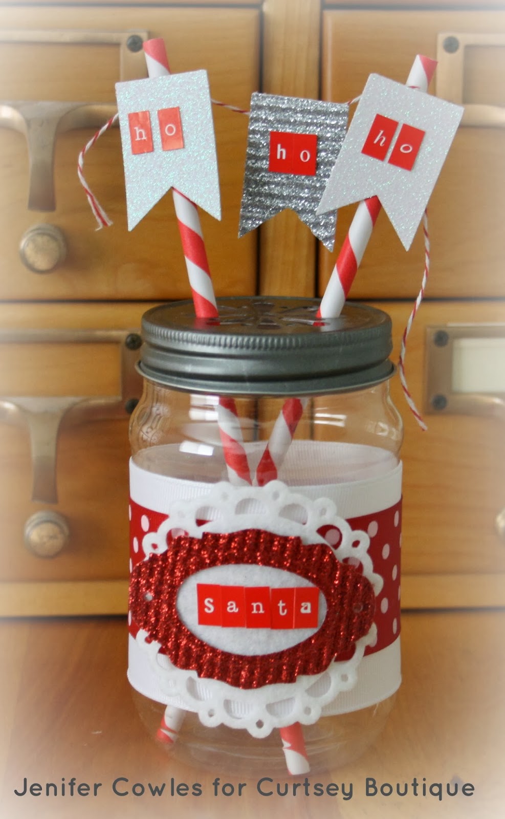The Curtsey Boutique: Santa Mason Treat Jar with Daisy Cut Lid by ...