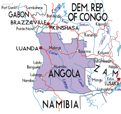 Map of Angola Country Area | Map of Africa Country Regional Political