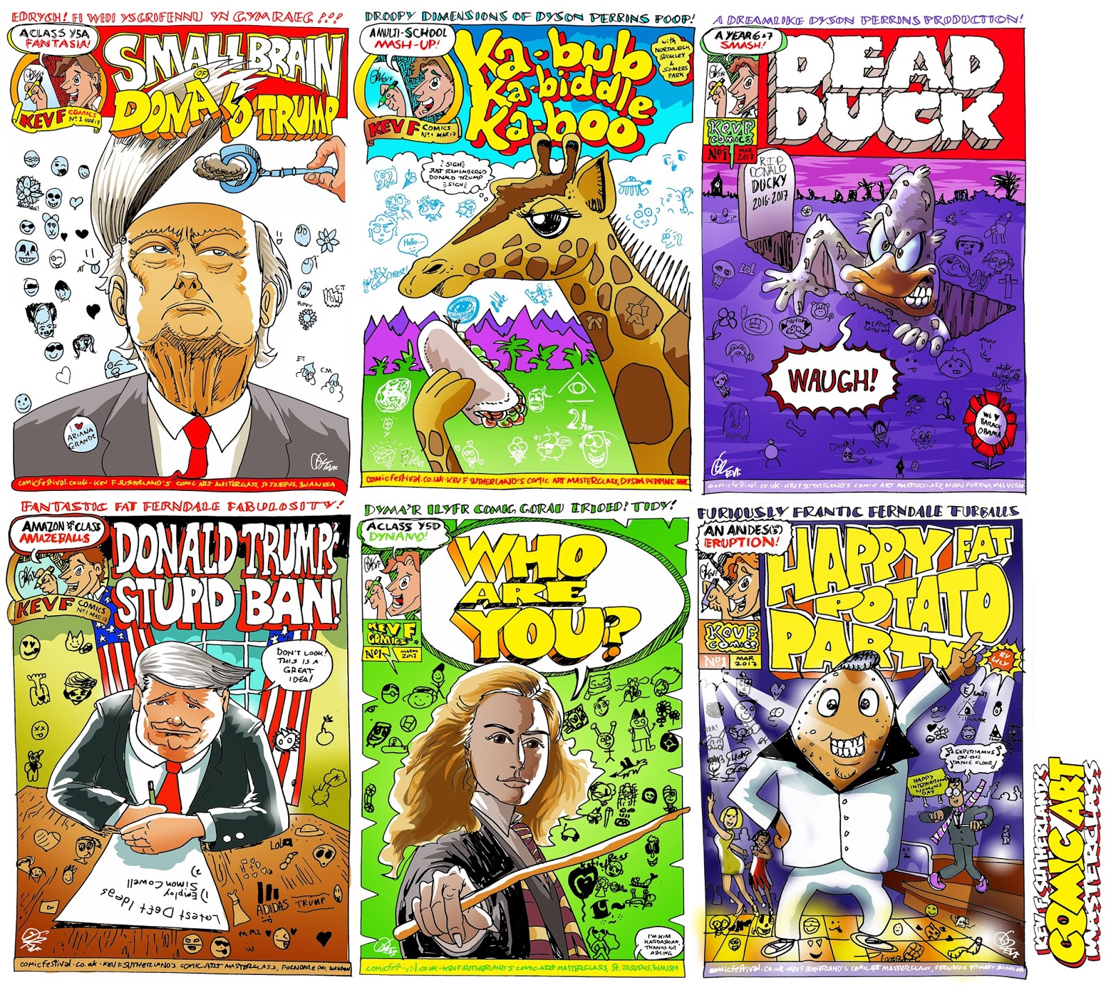 Kev F comic art: Small Brain of Donald Trump - comics by kids