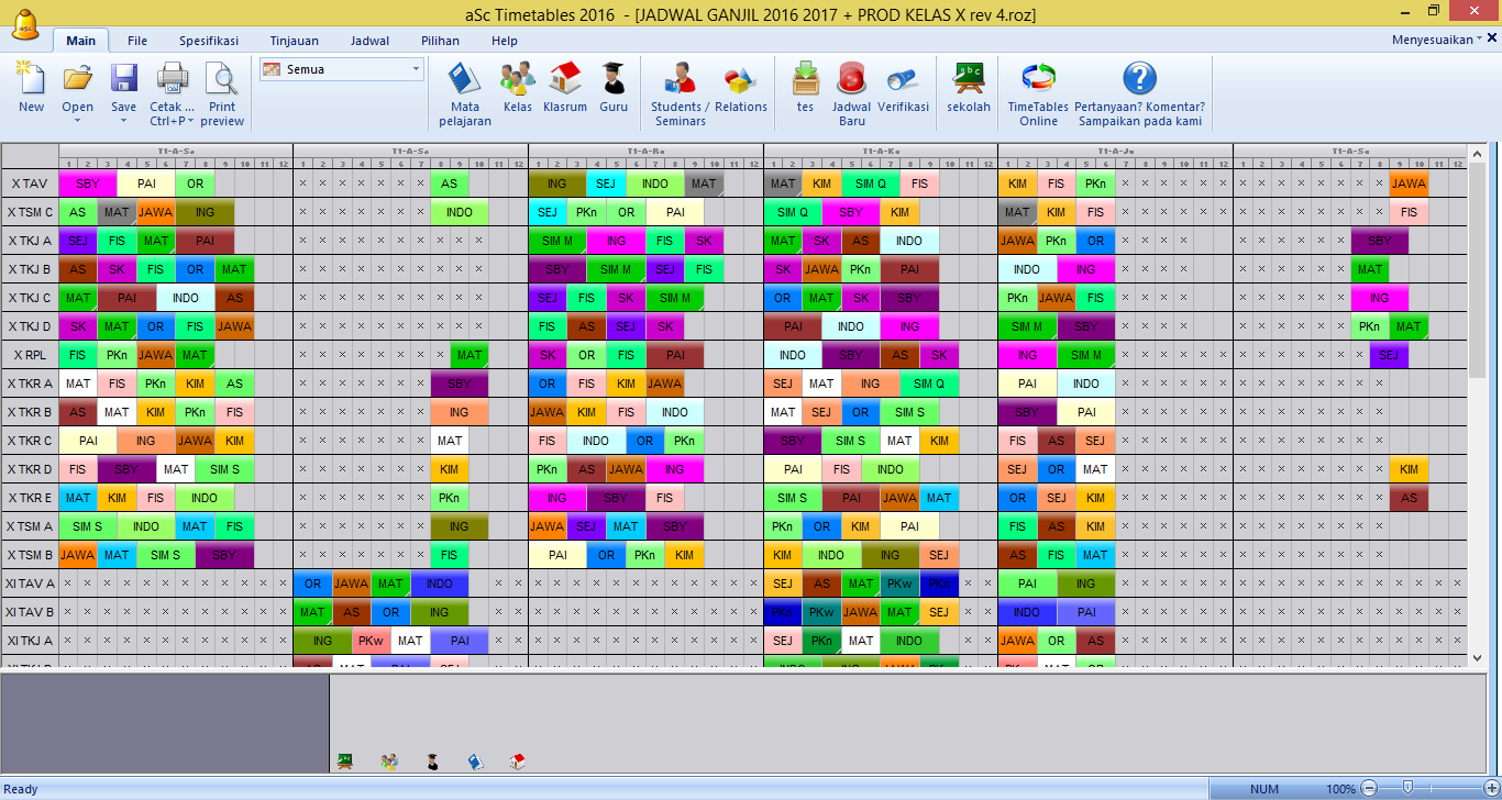 Contoh File Jadwal dengan TimeTable (Bisa edit) - Mulyono