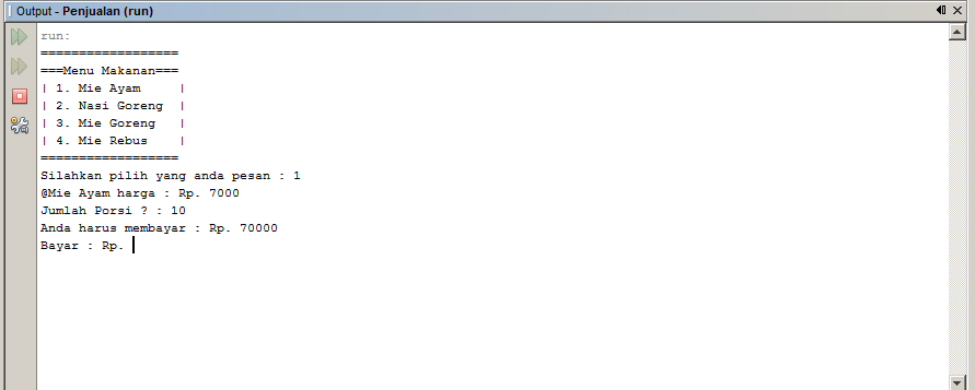 Eva Huzdaefah (1312621): program kasir sederhana dengan java