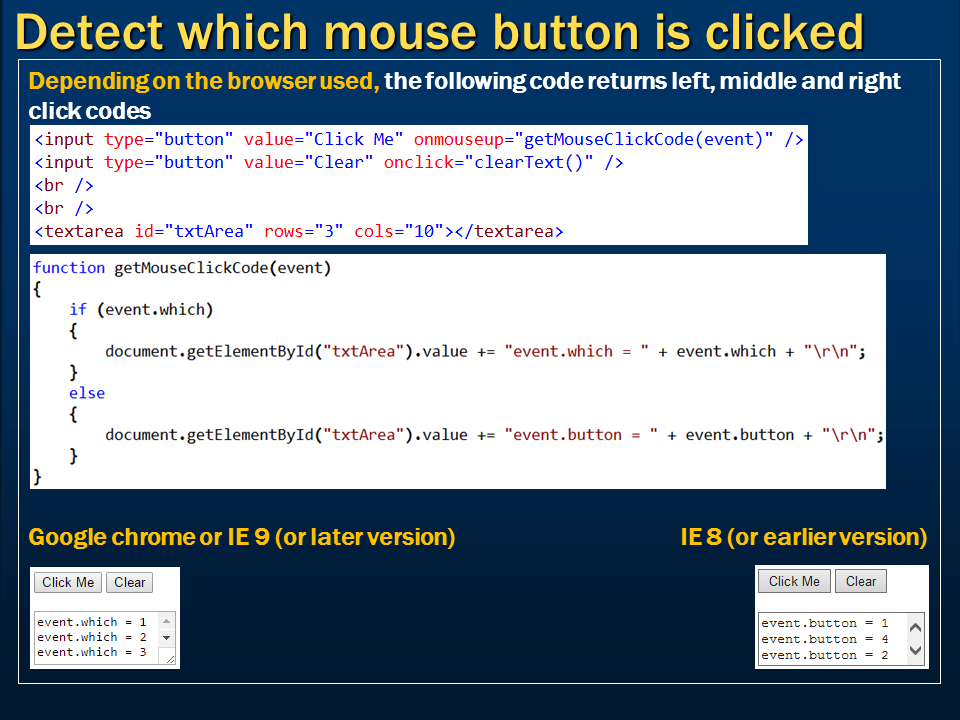 Sql Server Net And C Video Tutorial Javascript To Detect Which Mouse Button Is Clicked