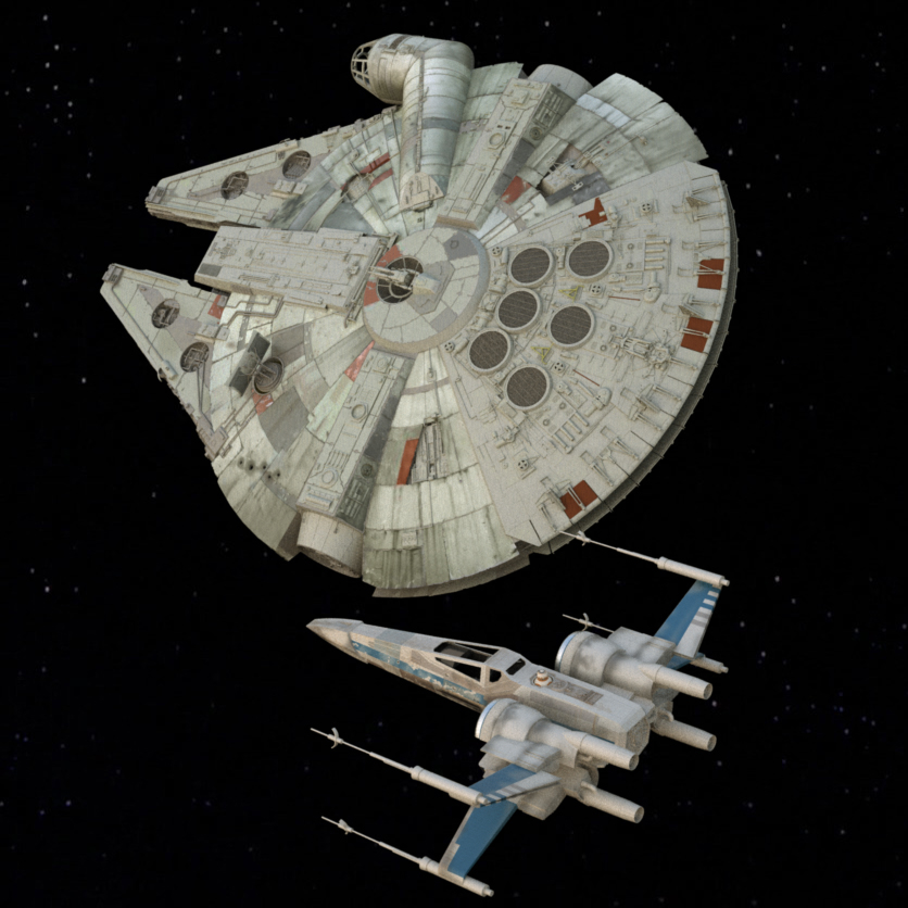 Stinson's All Things Star Wars Blog: Falcon and X-Wing in flight