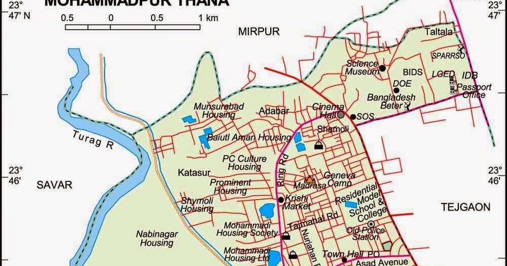 Mohammadpur Thana Map, Dhaka District, Bangladesh
