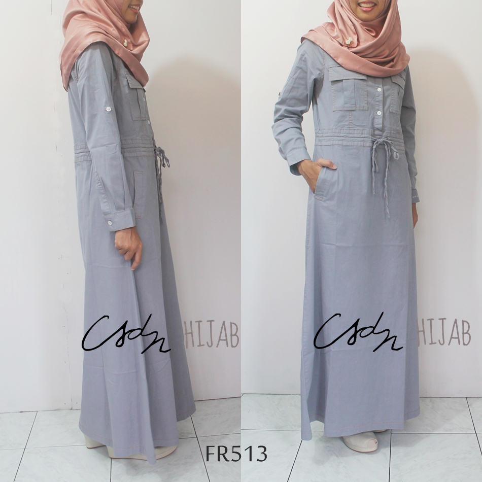 GAMIS KATUN STRETCH LE COUTURE KANCING DEPAN TALI SERUT FR 513 | Csdn Hijab