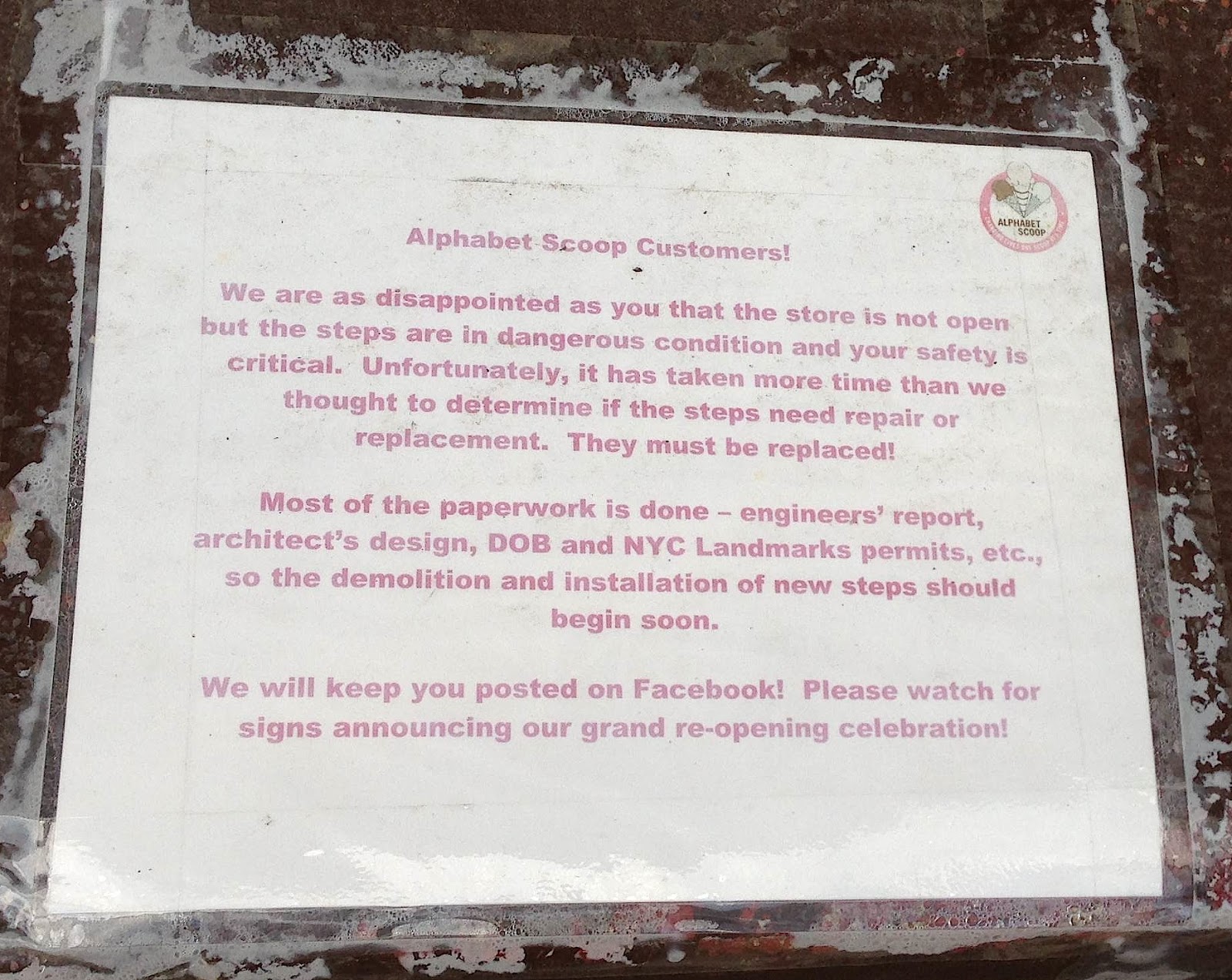 EV Grieve: Alphabet Scoop still closed, waiting for steps to be repaired EV Grieve: Alphabet Scoop still closed, waiting for steps to be repaired