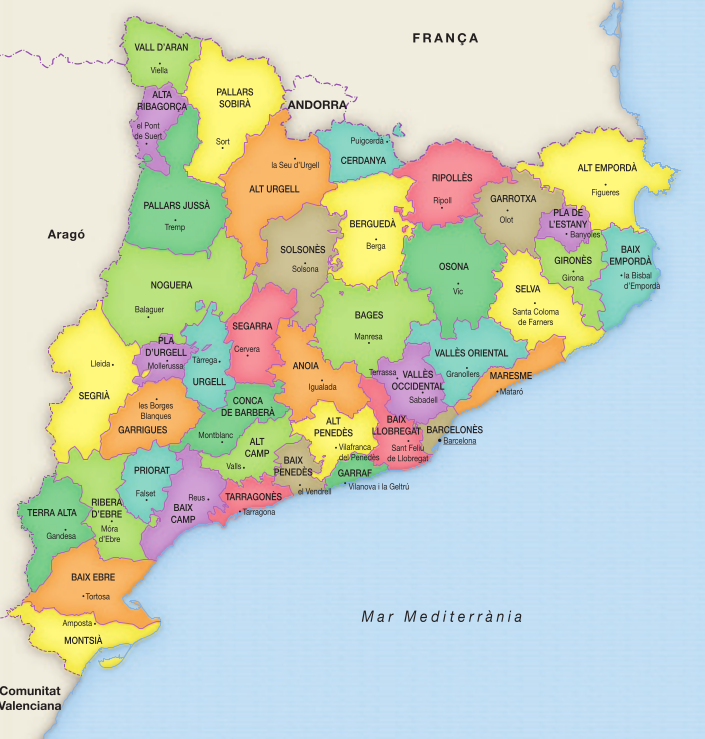3r i 4t Primària Marianao: Les comarques de Catalunya