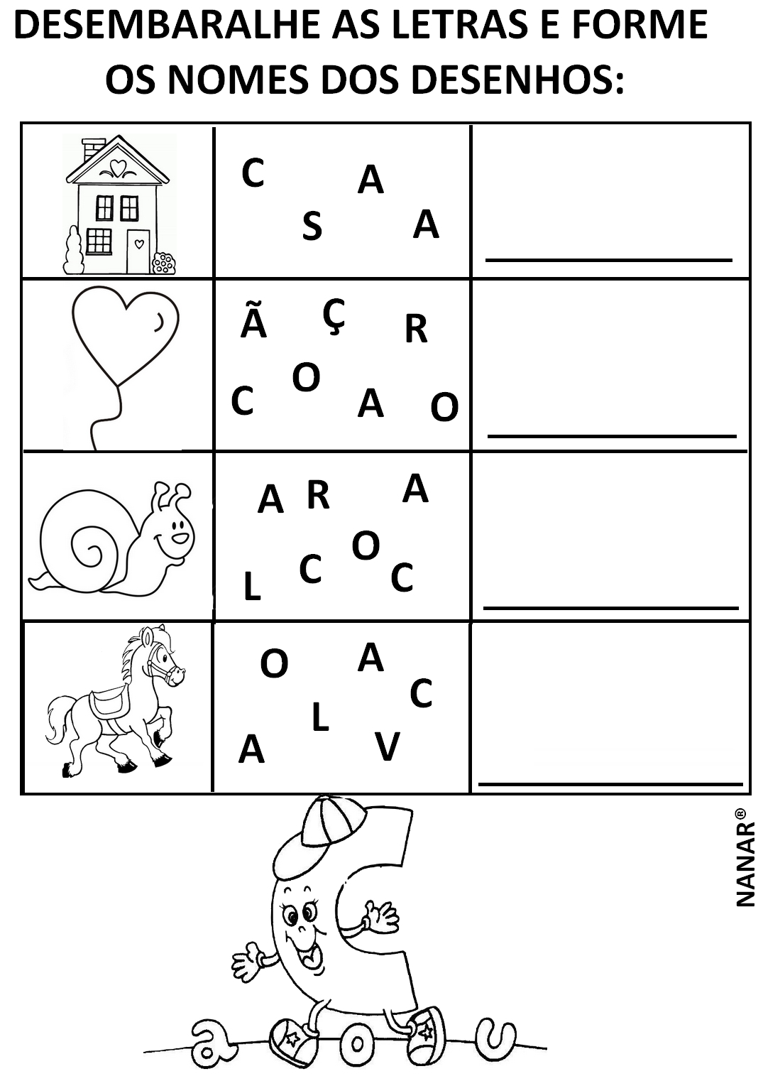 Atividades Pedagógicas: Atividade Palavras Embaralhadas-Letra C