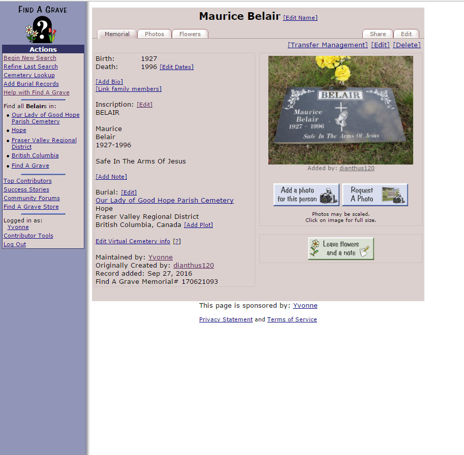 Yvonne's Genealogy Blog: Maintaining a Find A Grave Memorial Page