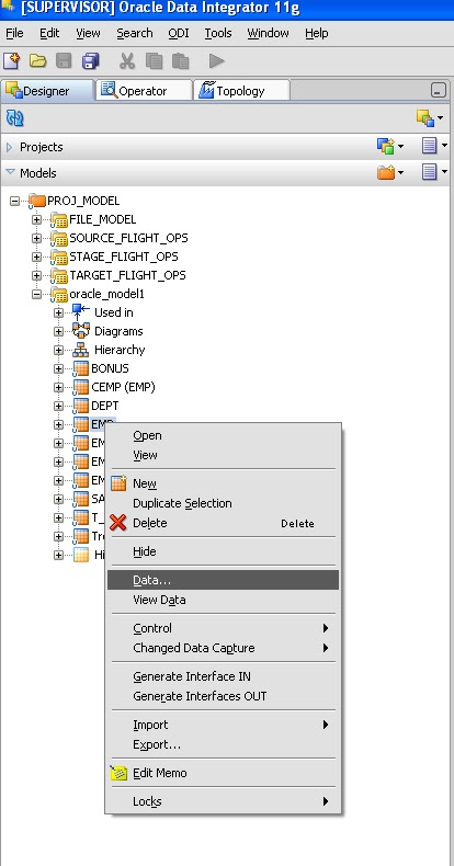 ODI MODELS and DATA STORES ~ Oracle Data Integrator