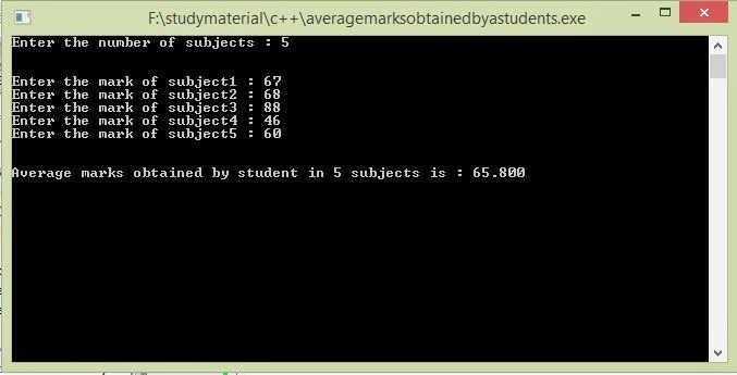 Calculating average marks obtained by a student - C Programs