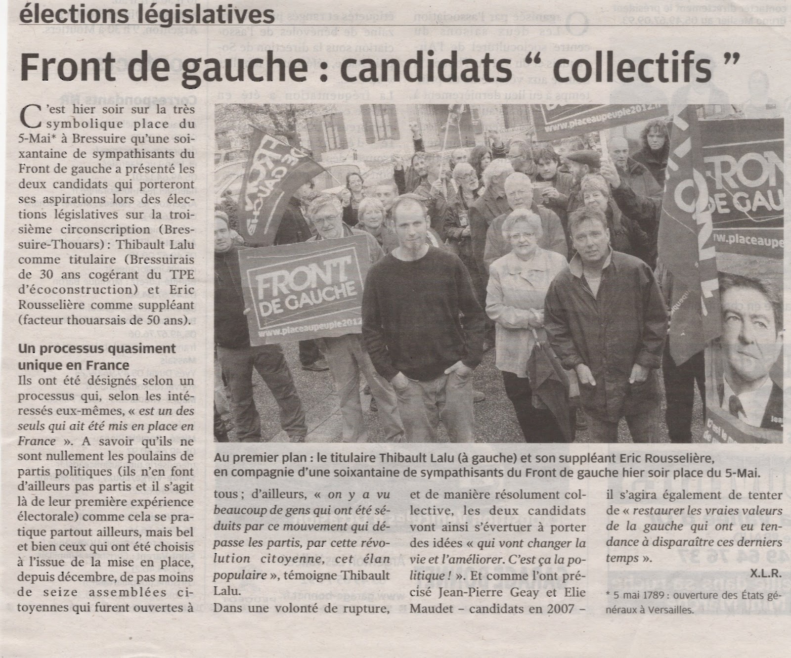 front de gauche nord 79: presse nouvelle république