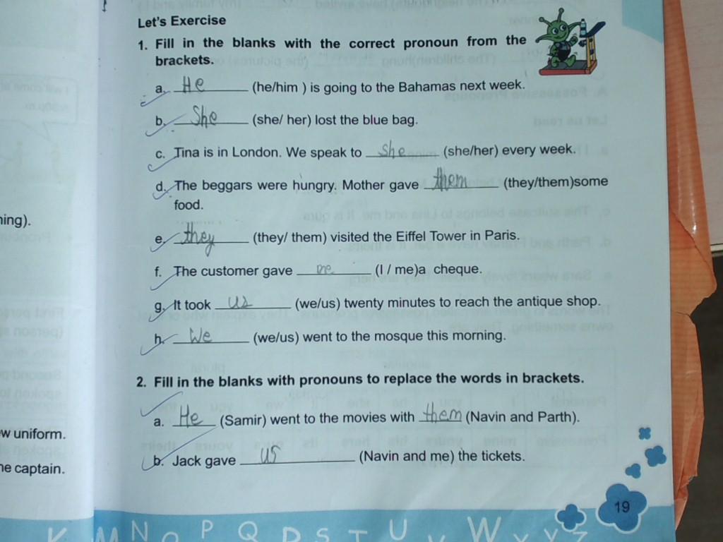 English W.B pg no 45 to 49,Grammar galaxy pg no 19,20,21,24,25,