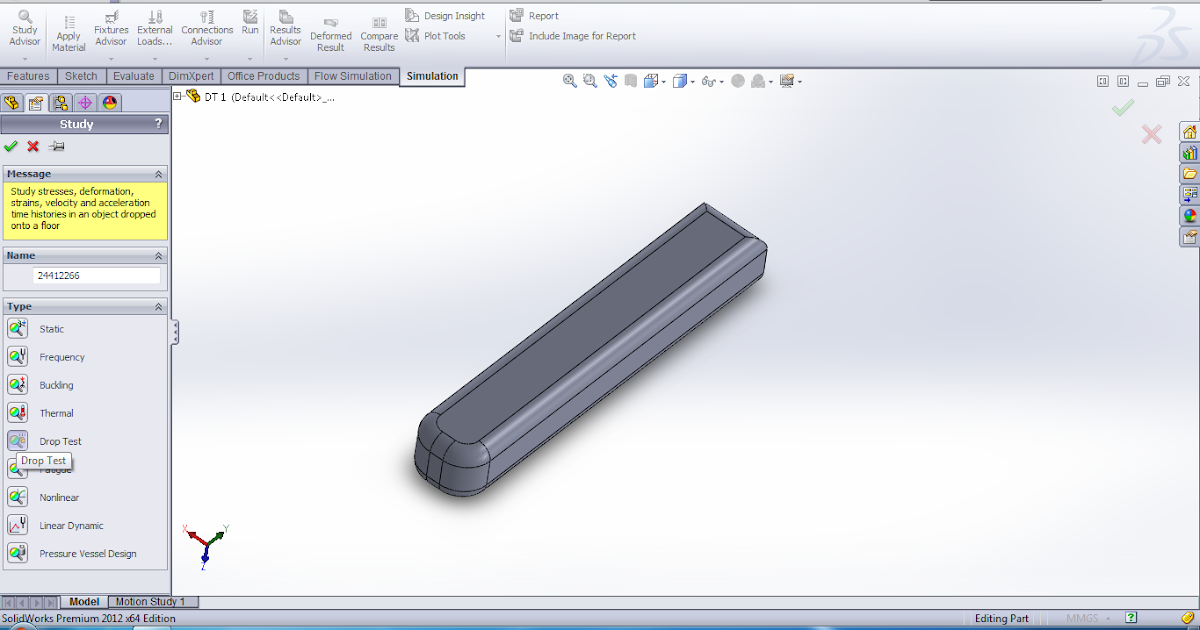 Drop Test Analysis Menggunakan SolidWorks 2012