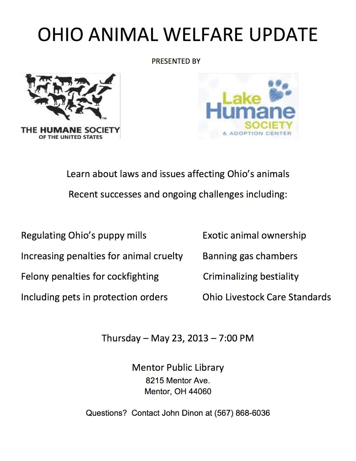 Lake Humane Society: Ohio Animal Welfare Update