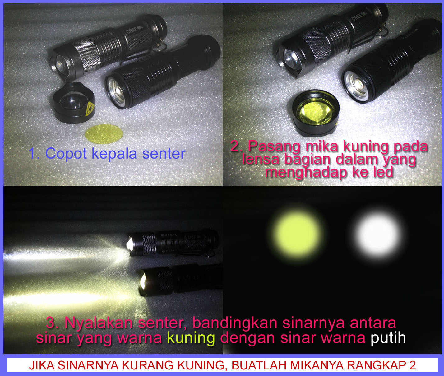 ZINDO SHOP - SENTER CREE UPDATE NOVEMBER 2017: MEMBUAT SENTER SINAR KUNING