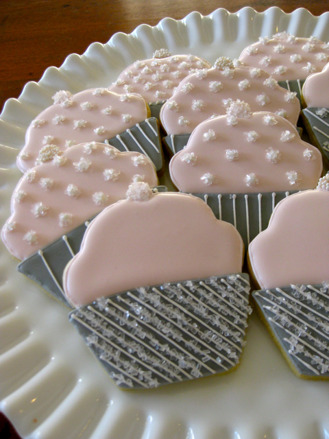 Gray and Pink Cupcake Cookies | Decorate This!