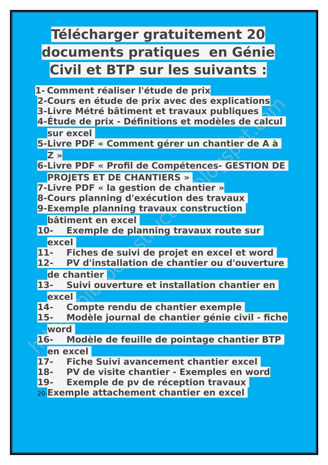 Les vingt (20) Documents pratiques de Génie Civil et BTP - Livres et Documents Gratuits Génie ...