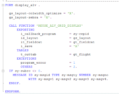 ABAP: ALV oluşturma - REUSE_ALV_GRID_DISPLAY fonksiyonu ile
