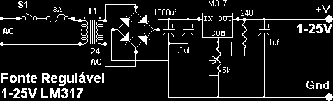 Eco Eletro Eletrônica.: Fonte regulável com LM317 ajustável de 1 a 25 ...
