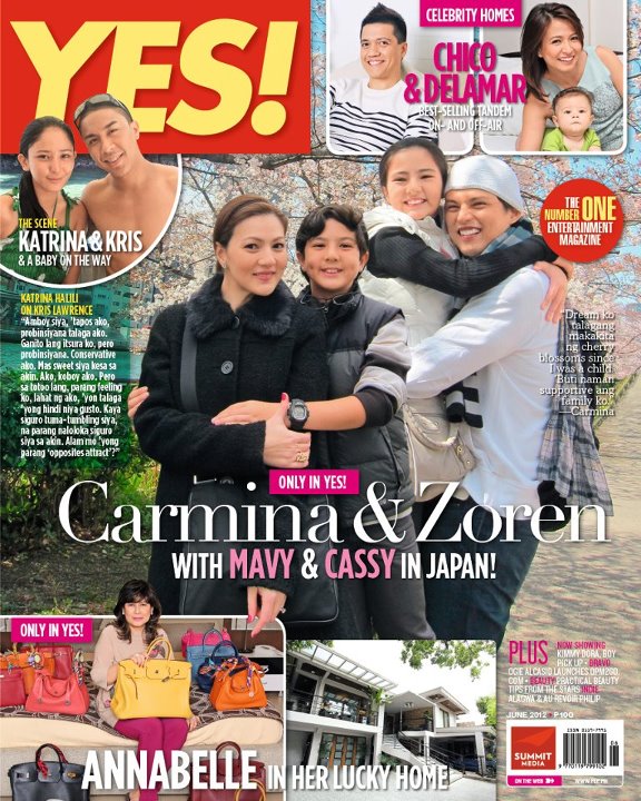 Carmina Villaroel, Zoren Legaspi and Kids Cover YES! Magazine June 2012 ...