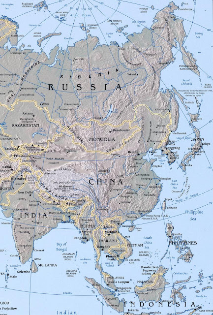 Online Maps: East Asia physical map