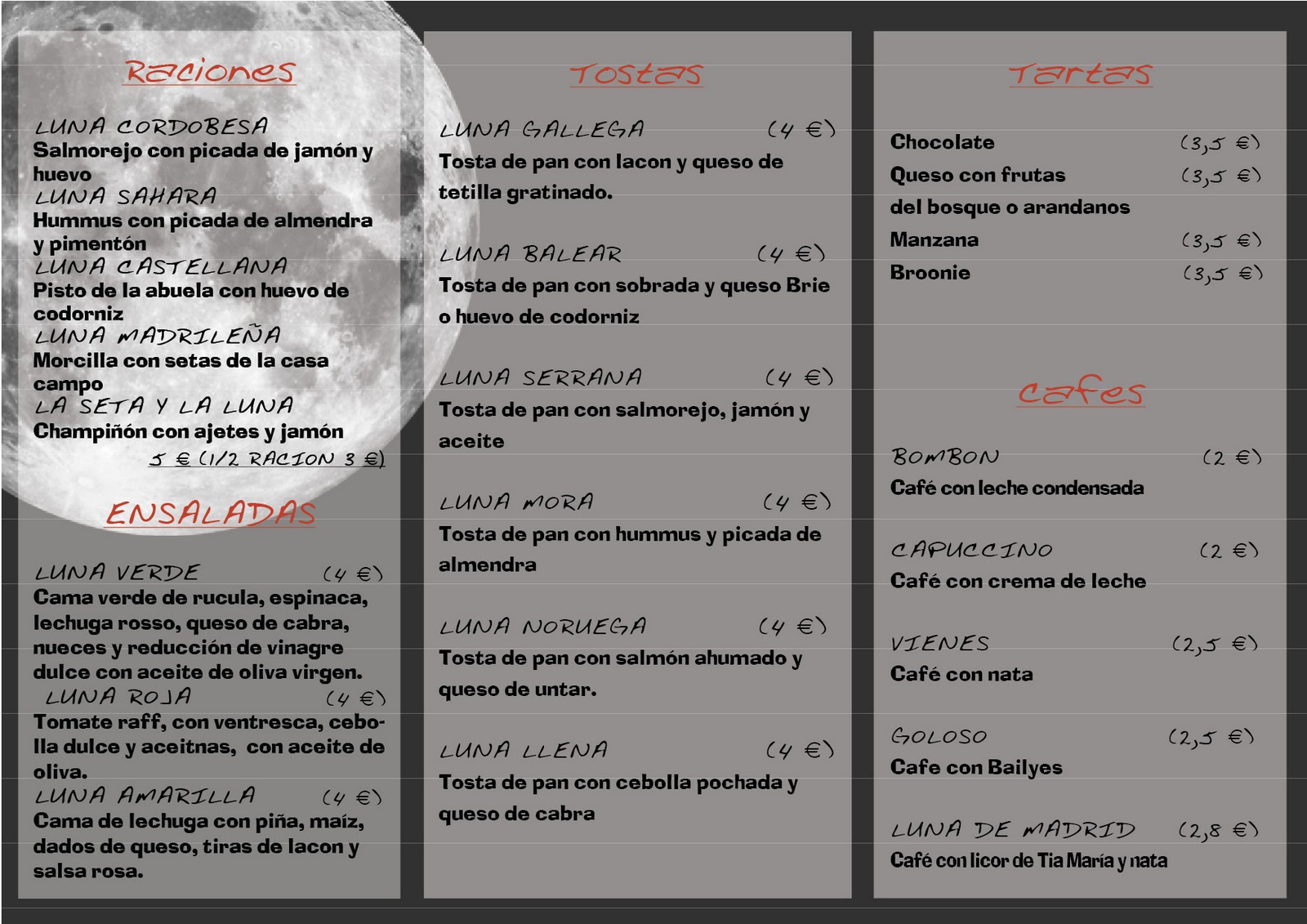 Carlos10g: Carta Bar La Luna