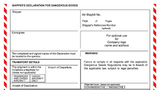 Iata Dangerous Goods Form - Danger Choices