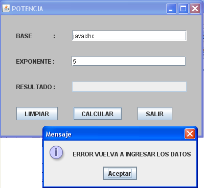 FULL CODIGOS JAVA: VENTANA DE OPERACION DE POTENCIAS CON JFRAME