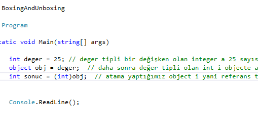 Oktay Altan: C# Boxing ve Unboxing Nedir
