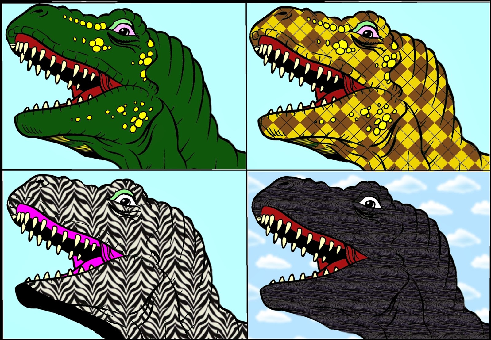 All This Is That: Coloring book/digital art: Four dinosaurs