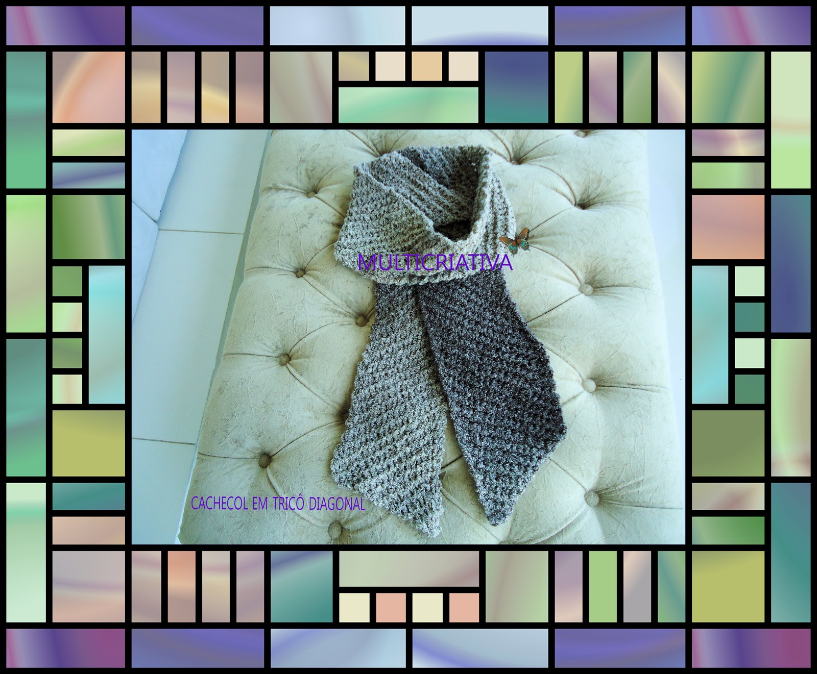 MULTICRIATIVA: CACHECOL EM TRICÔ DIAGONAL