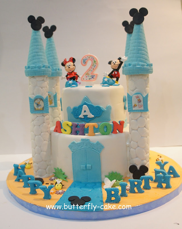 Butterfly Cake: Blue Castle Cake for Ashton - Mickey Mouse Theme