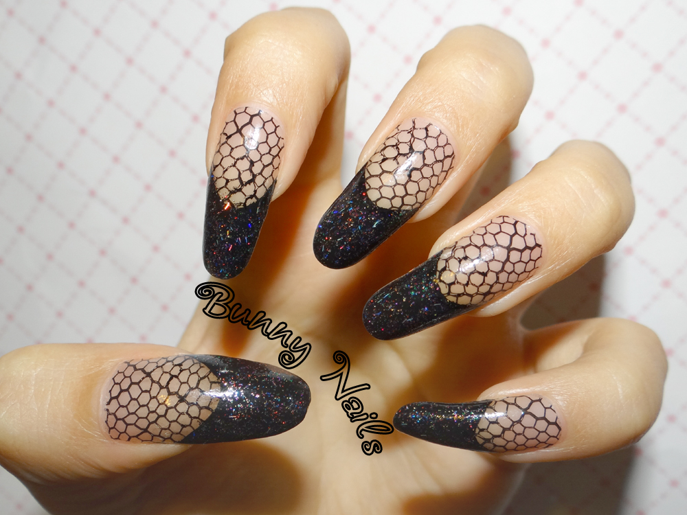 Bunny Nails: Black Lace and French Manicure and How to