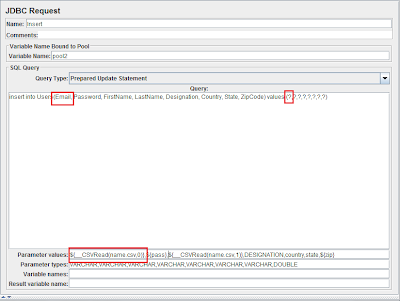 JDBC configuration and Parameterization in JMETER
