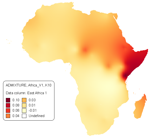 Ethio Helix ኢትዮ:ሒሊክስ: Gradient Maps for African ADMIXTURE components