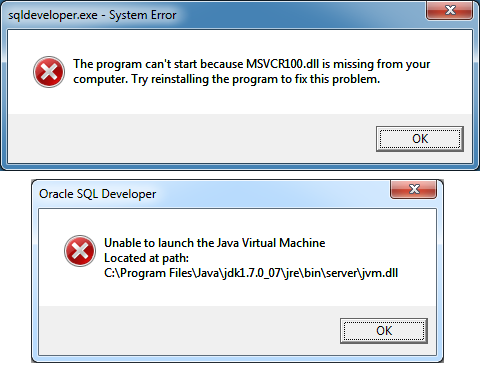Oracle Application Development: SQL Developer & fixing missing MSVCR100 ...