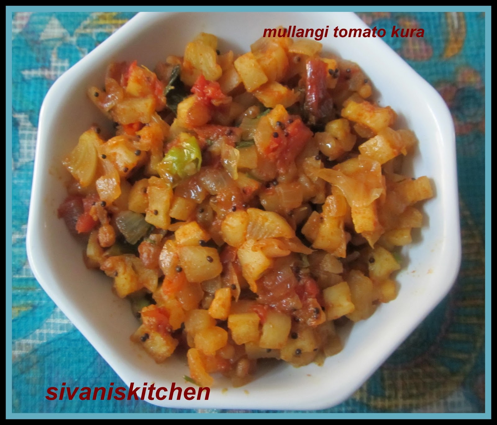 Sivani's Kitchen: Radish Tomato Curry / Mullangi Tomato Kura