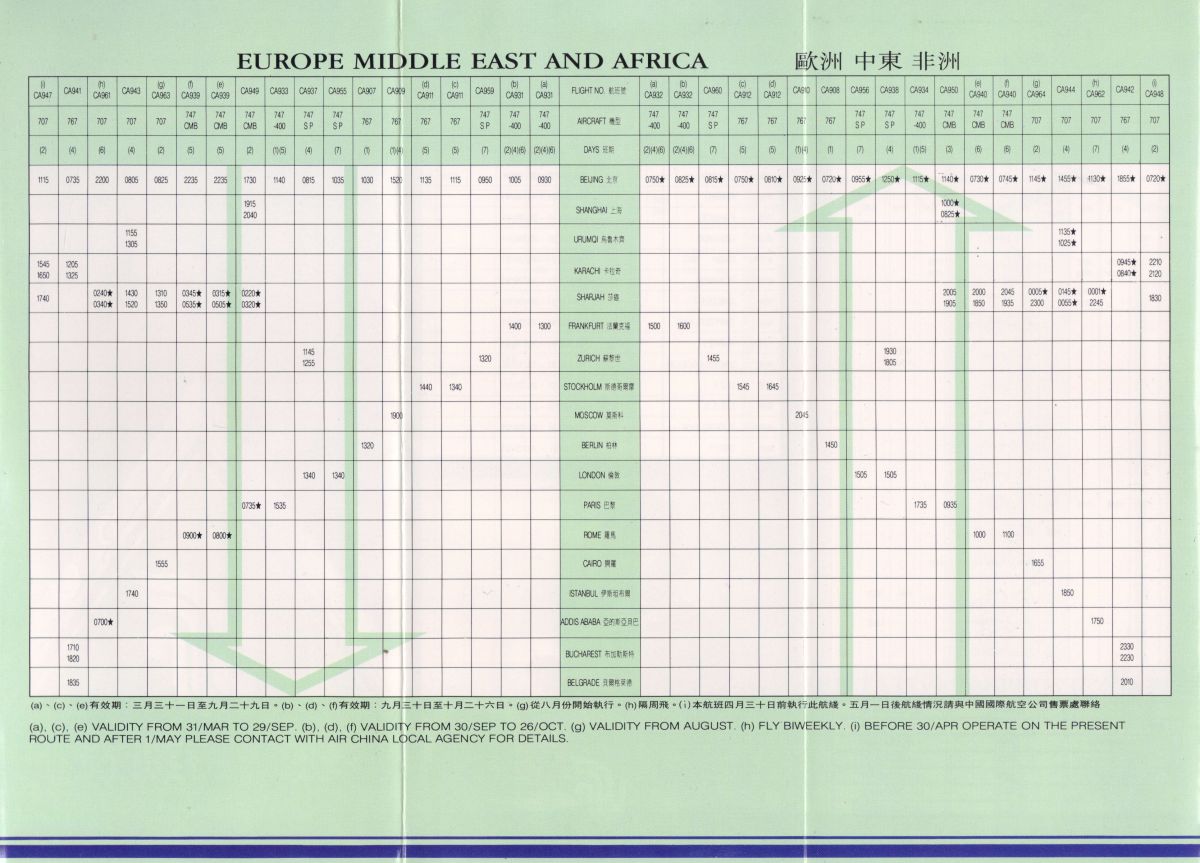Airline memorabilia: Air China (1991)