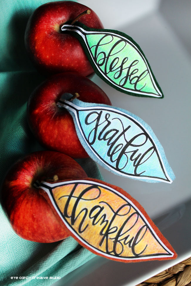 Eye Candy Creative Studio: LETTERING :: Apple Leaf Placecards