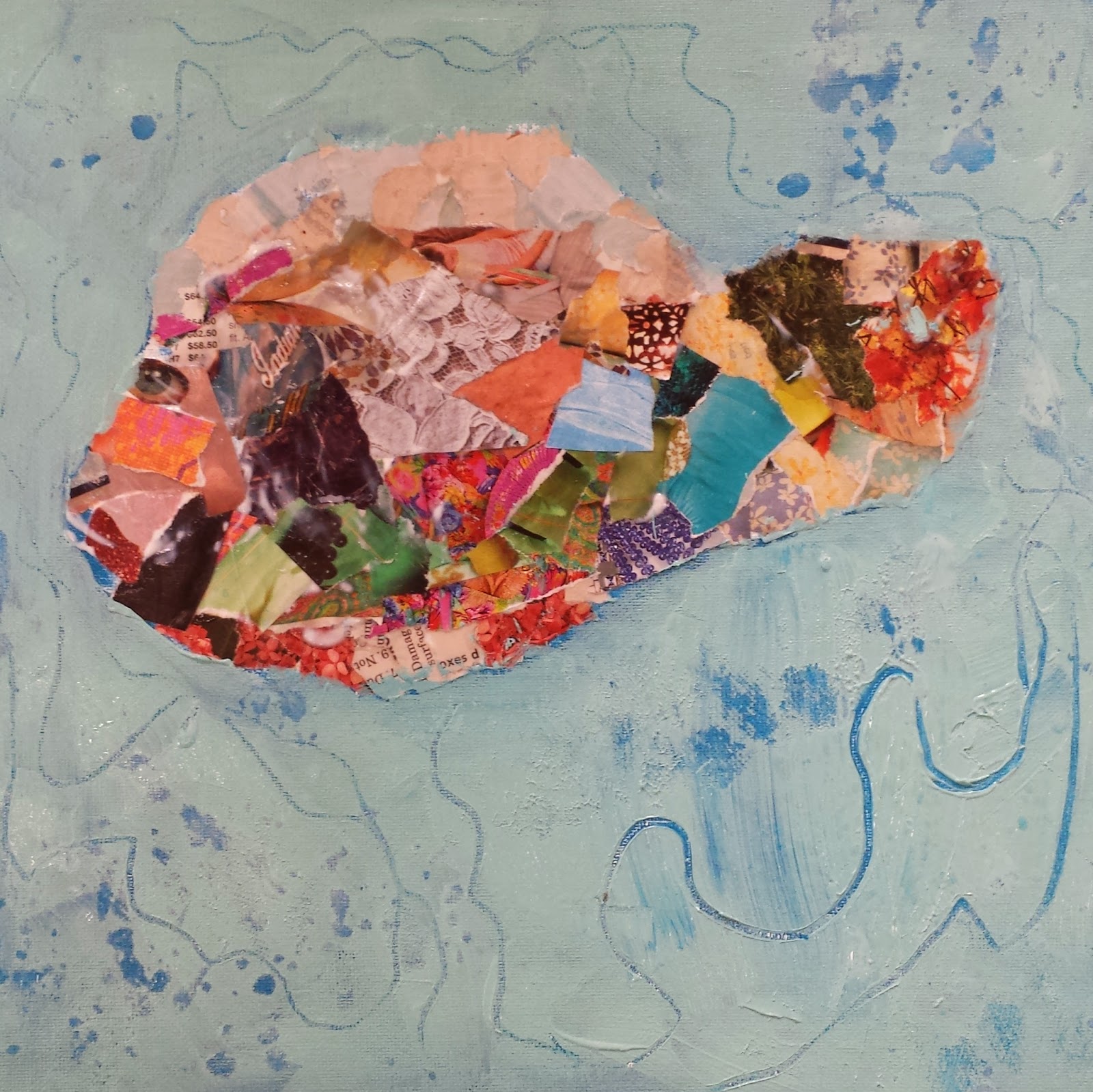 Angela Anderson Art Blog: Fish Collage Mixed Media Painting - Kids Art ...